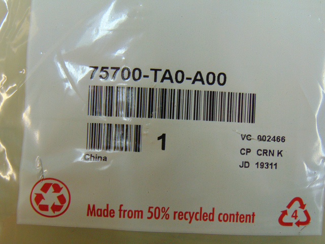 75700-TA0-A00 - Emblem, Front (H) - 2008-2018 Honda | Genuine Honda Parts