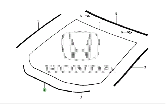 73126-SYY-000 - Rubber B Front Windshield Dam - 2011-2021 Honda ...