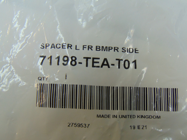 71198-TEA-T01 - Spacer L Front Bumper Side - 2017-2020 Honda Civic ...