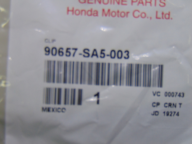90657-SA5-003 - 1996-2007 Honda - Clip Side Apron Molding | Genuine ...