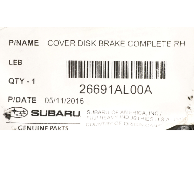 26691AL00A - Backing Plate - 2015-2019 Subaru | Subaru OEM Parts Outlet