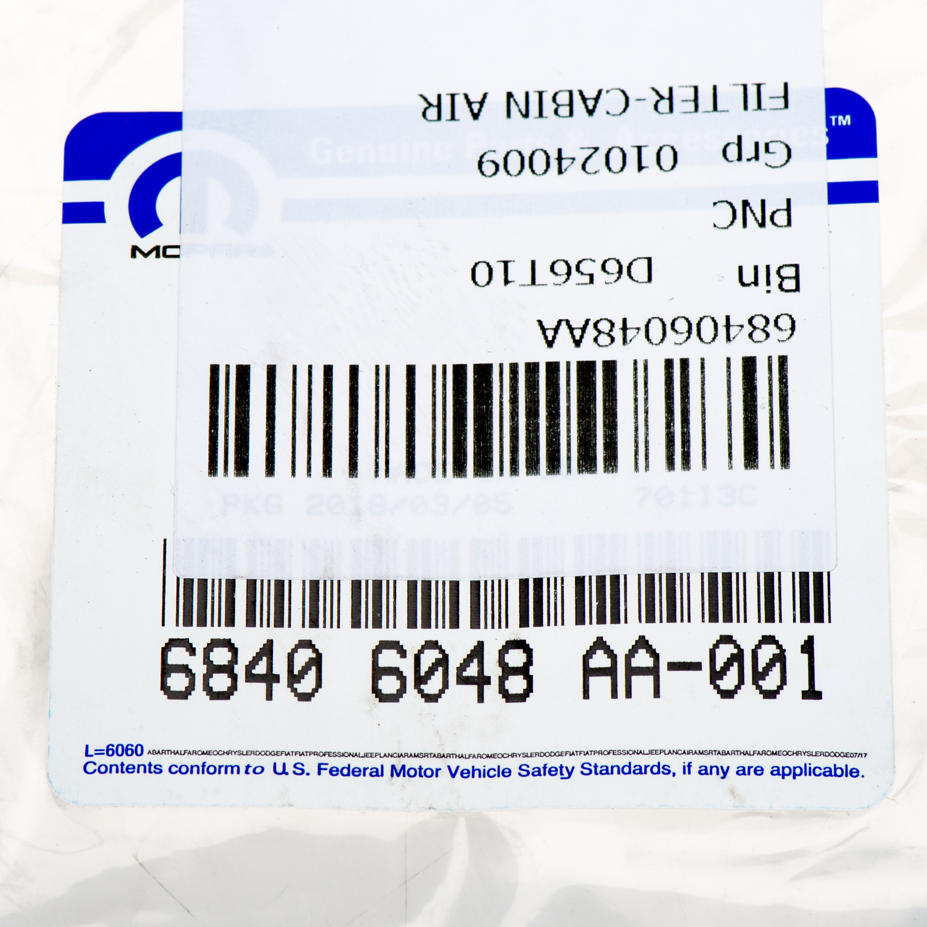 2012-2021 Ram Cabin Air Filter 68535623AA | QuirkParts