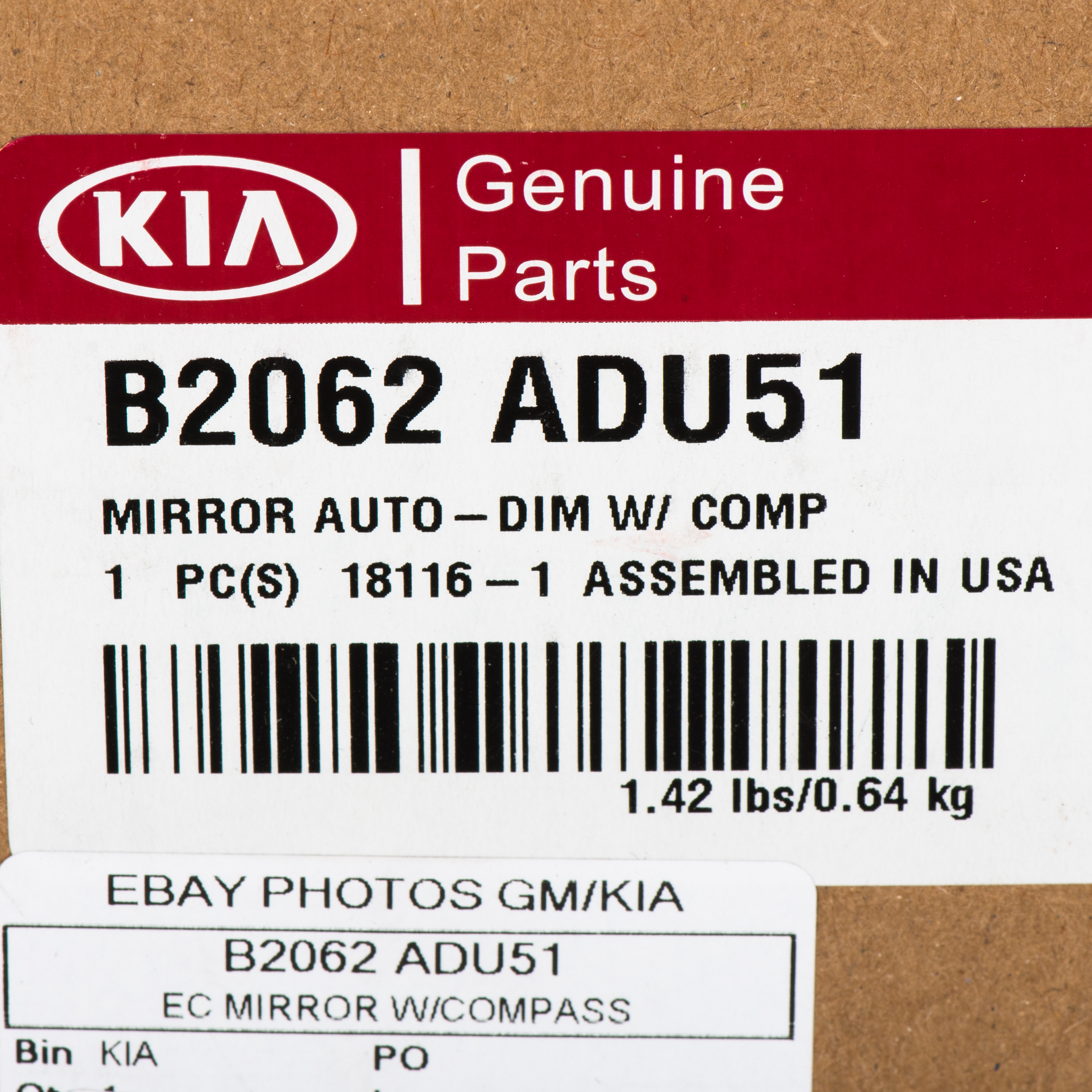 2014-2018 Kia OEM NEW 14-18 Kia Soul Rear View Auto Dimming Mirror Built In Compass B2062ADU51 ...