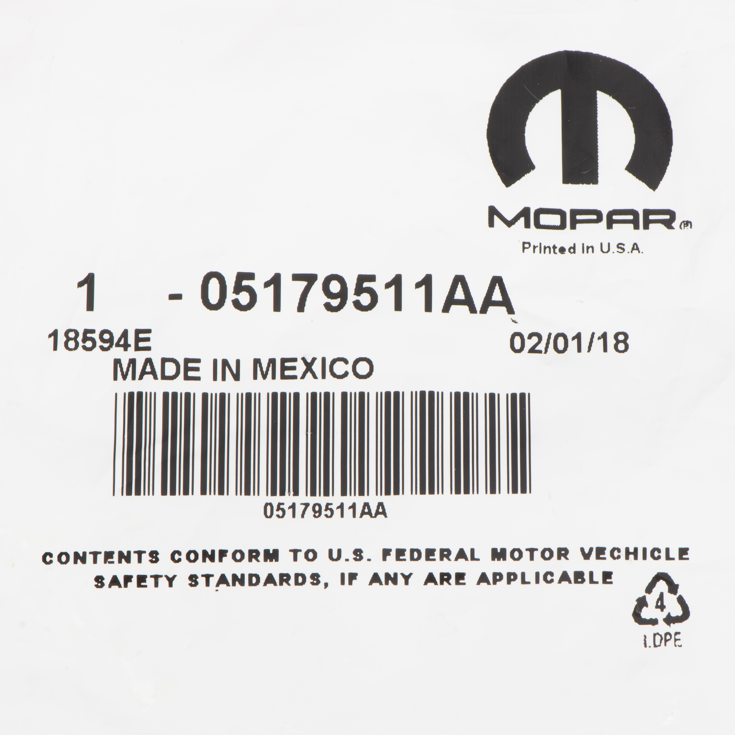 5179511AA - Ignition Lock Cylinder - 2006-2018 Mopar | Mopar OEM Parts ...