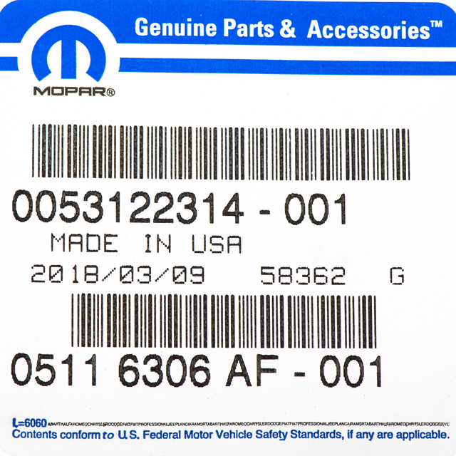 2009-2020 Dodge Journey Windshield Washer Hose 5116306AF | Mopar OEM ...
