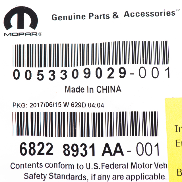 2013-2019 Fiat 500 License Plate Lamp, Left 68228931AA | Mopar OEM ...