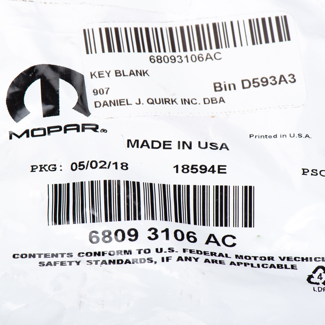 2010-2020 Mopar OEM NEW Mopar 2012 Ram 1500 Big Horn Blank Key Without ...