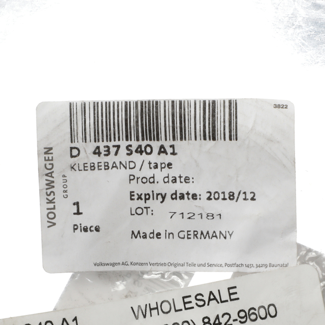 2007-2021 Volkswagen Door Shell Tape D-437-S40-A2 | QuirkParts