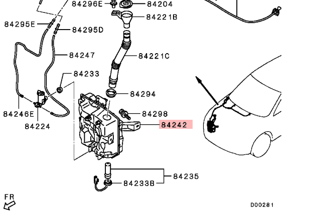 2017-2022 Mitsubishi Washer Reservoir 8260A403 | Mitsubishi Parts Warehouse