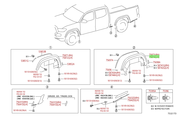 Genuine Toyota Tacoma Left Rear Fender Flare 75874-04090 | Frontier Toyota