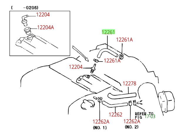 Genuine Toyota Engine Ventilation Hose 12261-20011 | Frontier Toyota