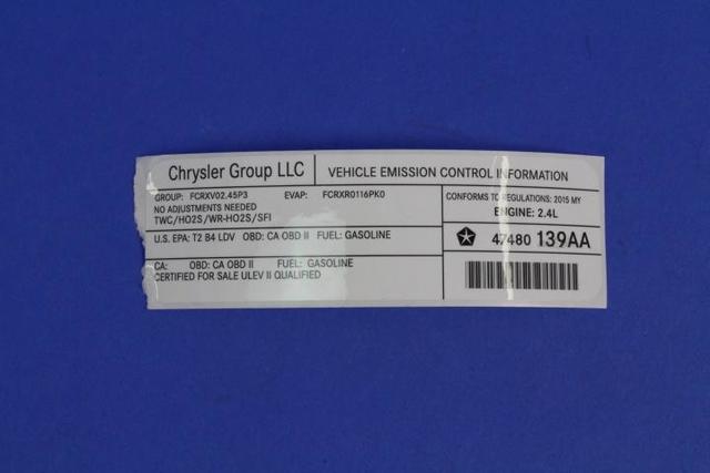 2015 Dodge Dart Vehicle Emission Control Information Label 47480139AA ...