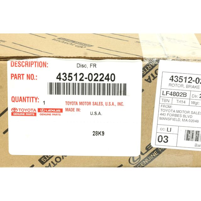43512-02240 - Brake Rotor - 2009-2019 Toyota | OEM Parts To You