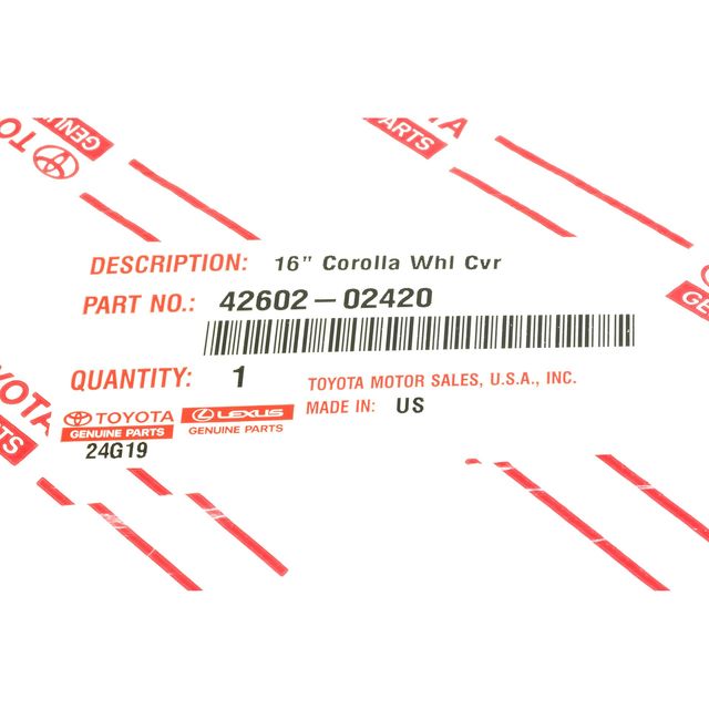 42602-02420 - Wheel Cover - 2014-2016 Toyota Corolla | OEM Parts To You