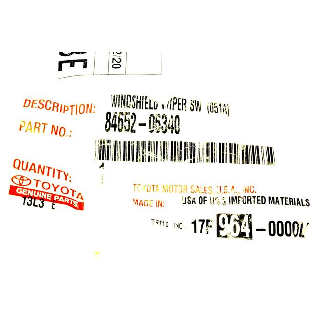 84652-06340 - Wiper Switch - 2012-2020 Toyota | OEM Parts To You