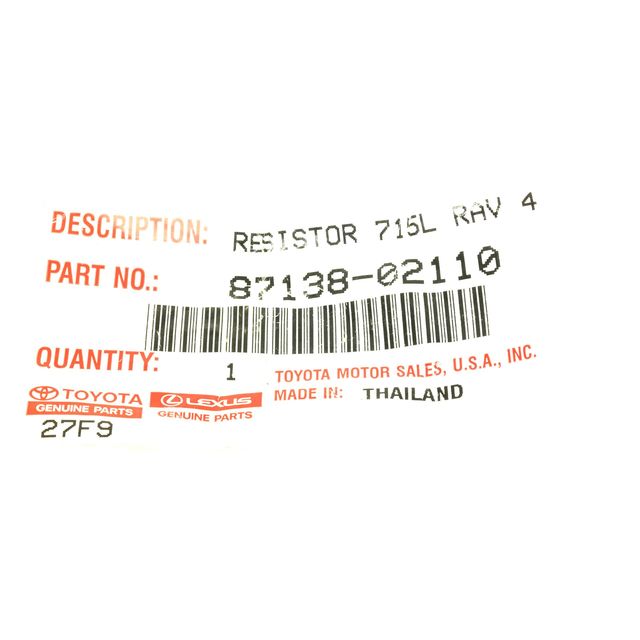 87138-02110 - Blower Motor Resistor - 2009-2019 Toyota | Nucar Toyota ...