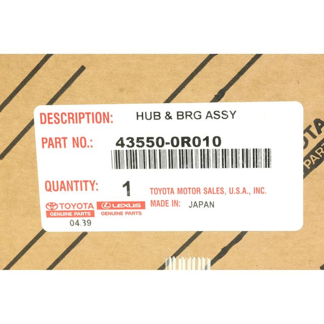 43550-0R010 - Front Hub & Bearing - 2006-2018 Toyota | Nucar Toyota of ...