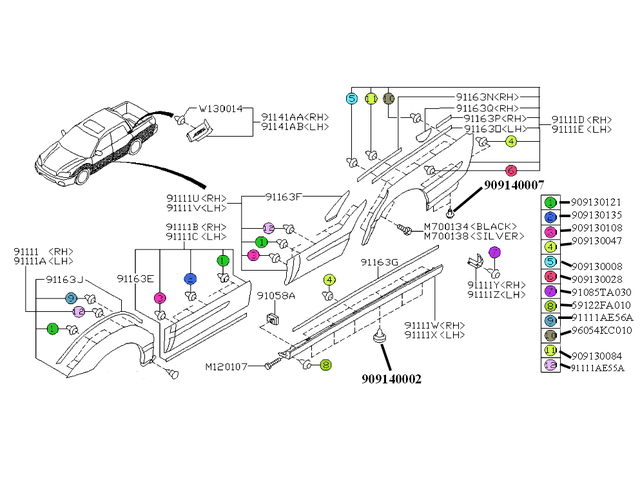 2000-2014 Subaru Side Molding Clip 909130008 | Subaru Parts For You