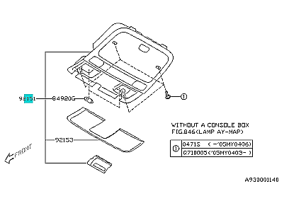 2008-2009 Subaru Outback Map Lamp/ Over Head Console 92151AG13AOR ...