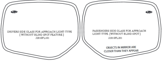 Mirror Glass Replacement Passengers Side [ For Cars with Approach Light ...