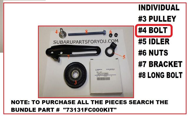 1995-2009 Subaru Shaft Bolt for Pulley ITEM 4 ONLY 73132AC000 | Subaru ...