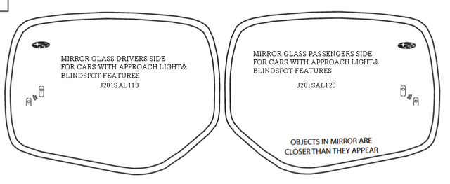 Mirror Glass Replacement Passngers Side [ For Cars with Approach Light ...