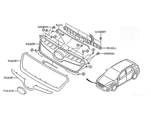 Grille Front Molding Bar ITEM 91123E 91122FJ100 | Subaru Parts For You