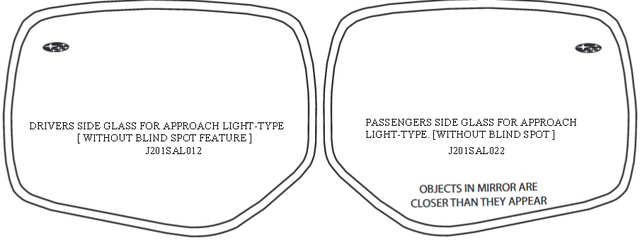 Glass, Drivers for Mirror w/Approach Lamp feature J201SAL013 | Subaru ...