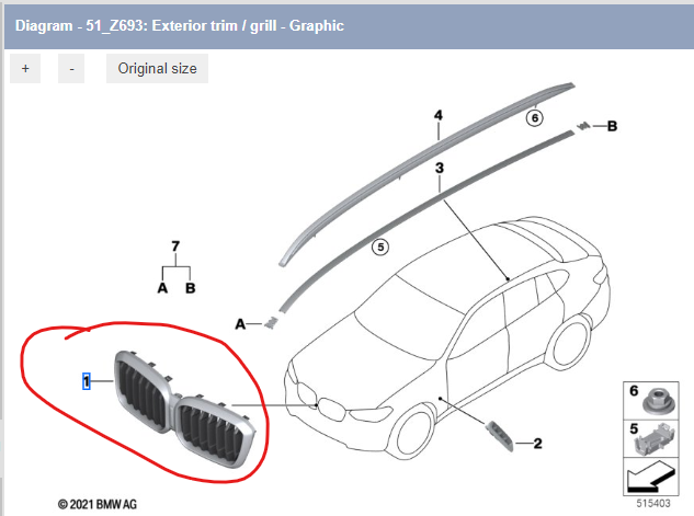 51-13-5-A1A-C60 - Upper Grille in Black for X4 G02 chassis - 2022-2024 ...