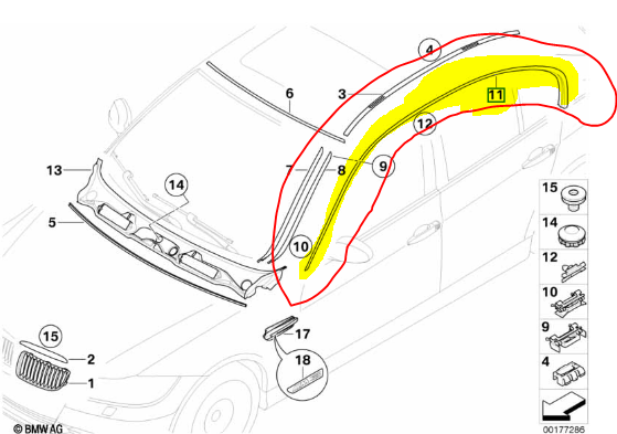 51-13-7-117-244 - Reveal Molding Right side E90 Sedan only - Local Pick ...