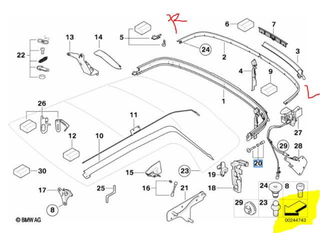 51-13-7-123-438 - Rear convertible top Molding Right Side (Passenger ...