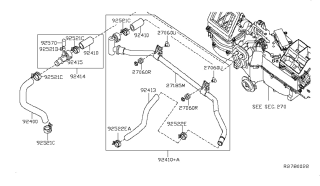 2005-2016 Nissan Xterra Frontier Pathfinder Outer Hose Heater Outlet ...