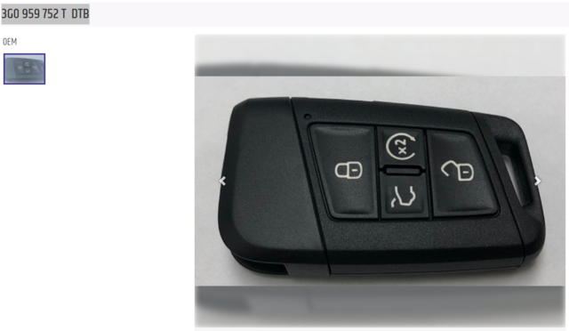 3G0-959-752-T-DTB - Keyless Entry Transmitter - 2017-2020 Volkswagen ...