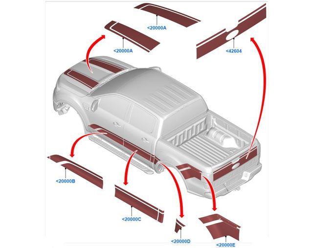 Original Ford Ranger Tremor Stripe/Decal Kit RANGERTREMORSTRIPEKIT ...