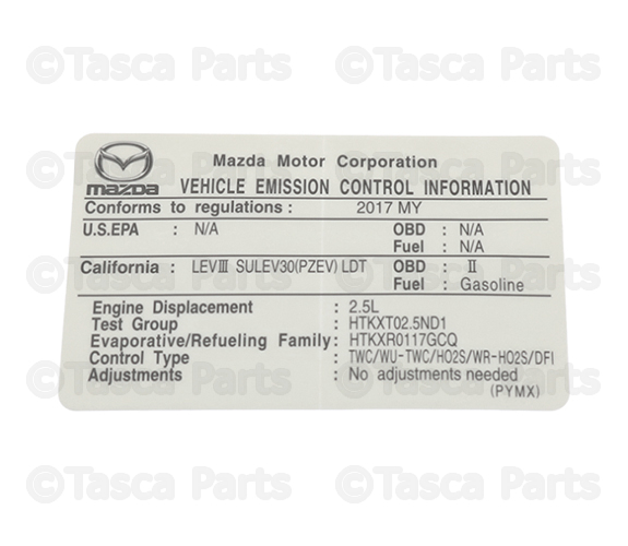 2017 Mazda CX-5 Emission Label PYMX69036 | TascaParts.com