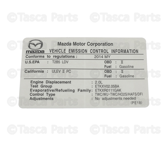 2014 Mazda 3 Emission Label PE18-69-036 | TascaParts.com