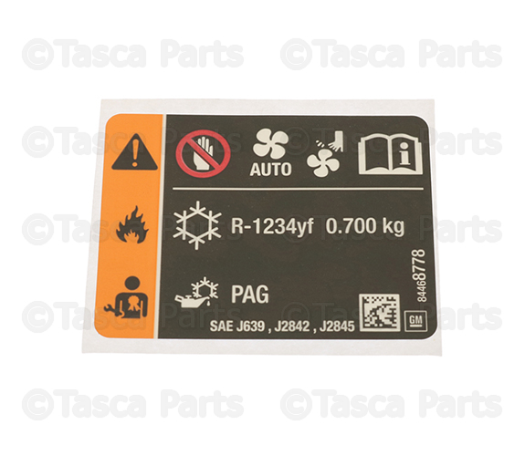 2017-2022 GM Air Conditioning System Information Label 84468778 ...