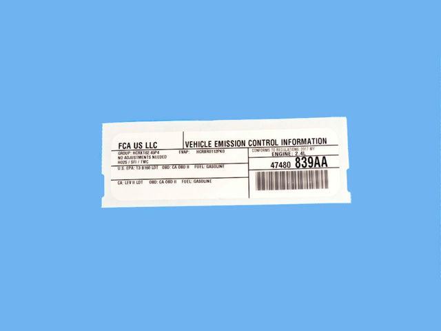 2017 Jeep Veci Label Label, US, Canada 47480839AA | TascaParts.com