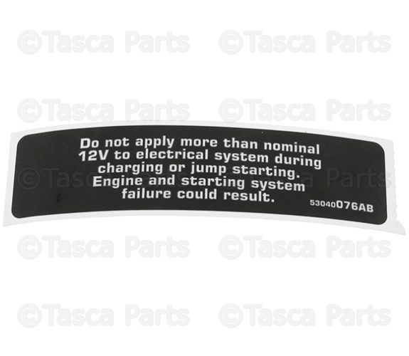 2001-2024 Mopar Battery Jump Start Label 53040076AB | TascaParts.com