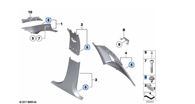 2000-2025 BMW Upper Center Pillar Trim Clip 51-43-7-001-491 ...