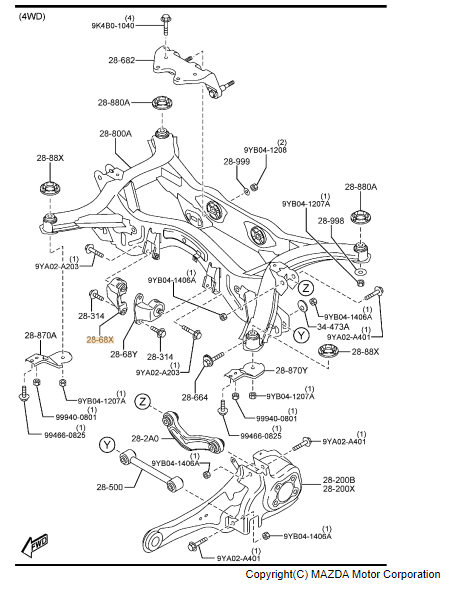 2007-2015 Mazda CX-9 Right Rear Differential Housing Support Mount ...