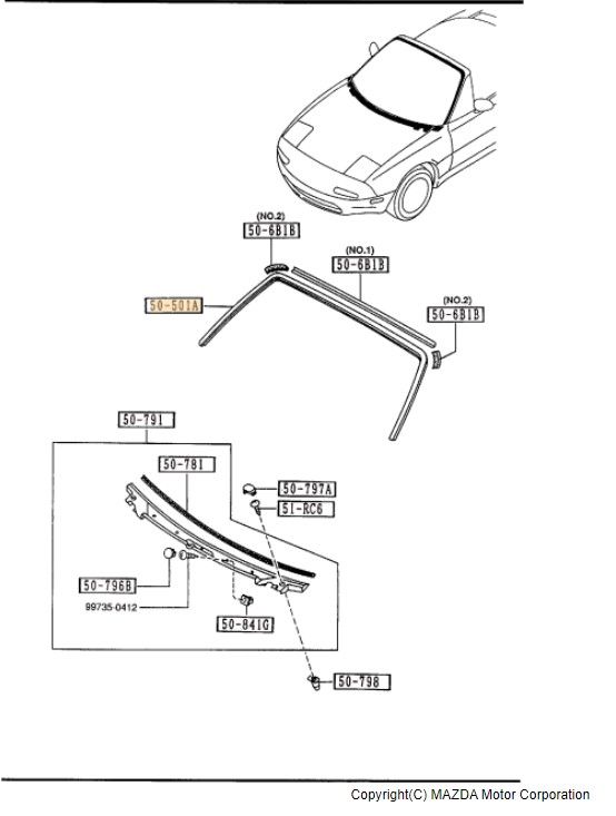 NA0150601A - 1990-2003 Mazda Miata Front Windshied Reveal Molding ...