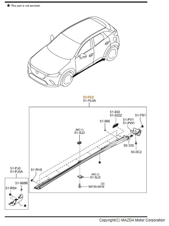 D10E-51-PL0C - MOULD(R) SIDE STEP-RR - 2016-2020 Mazda CX-3 | Werner ...