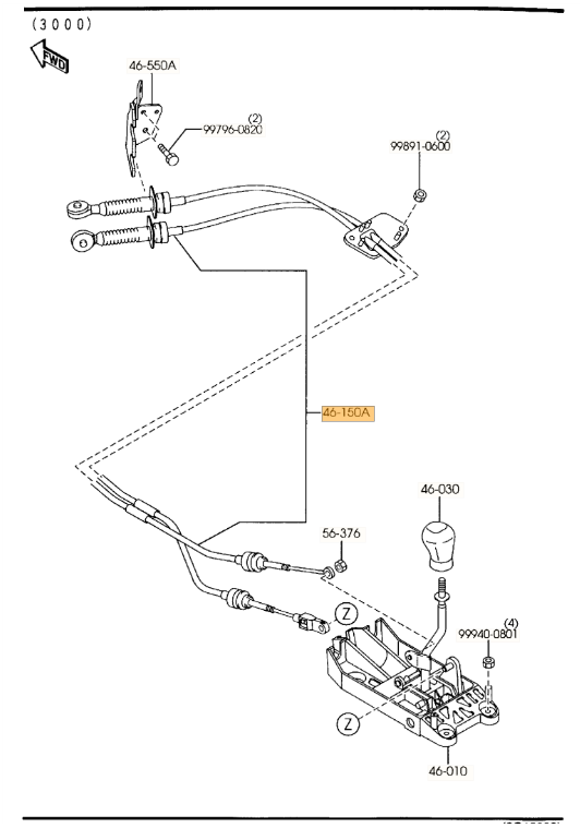 GK2C-46-500L - Shift Control Cable - 2003-2008 Mazda 6 | Mazda Parts Factor