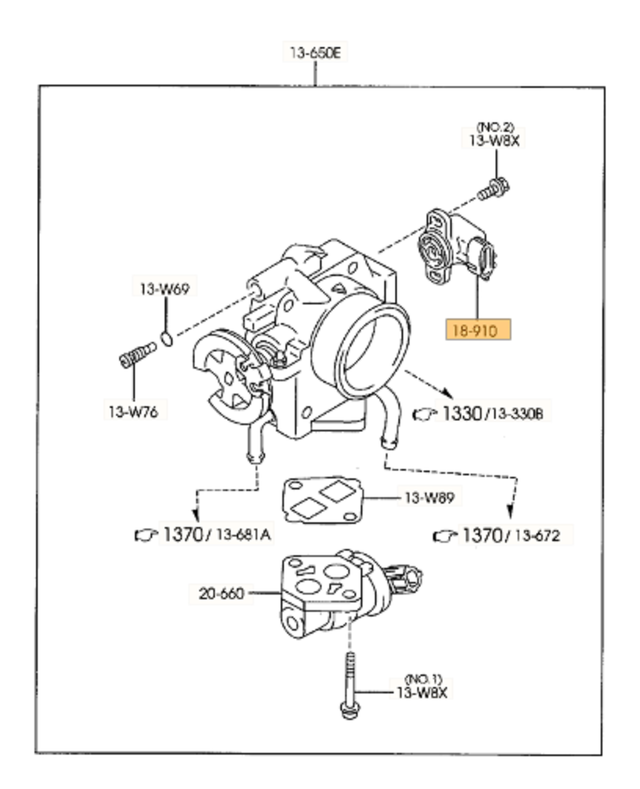 BP2Y-18-911A - Throttle Position Sensor - 1997-2005 Mazda | Mazda Parts Factor