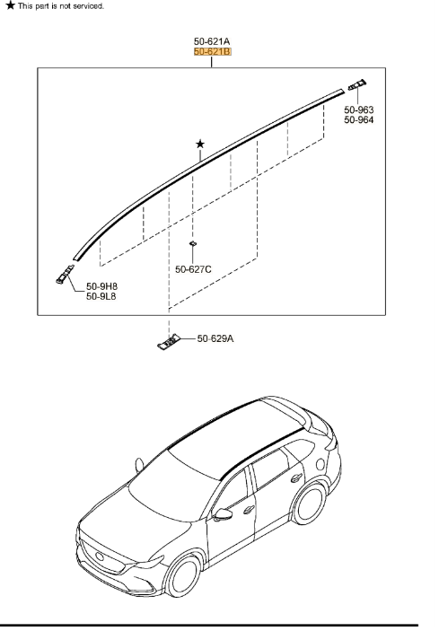 TK48-50-9L0A - Roof Molding - 2016-2019 Mazda CX-9 | Mazda Parts Factor