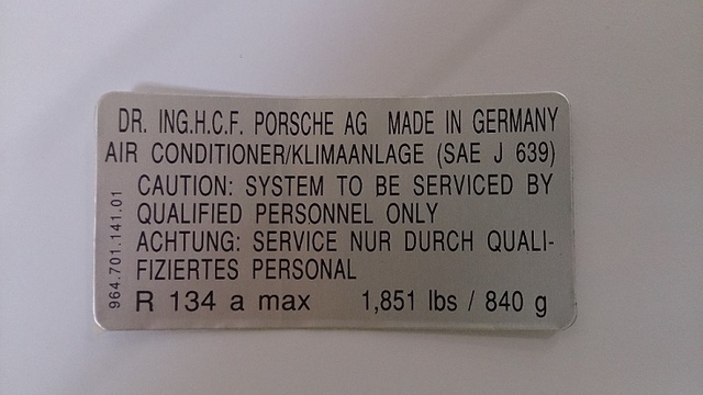 Sticker, A/C | Delaware Porsche Parts