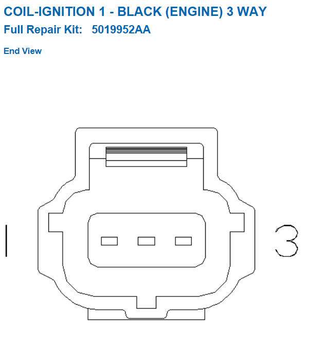 5019952AA - Wiring - COIL-IGNITION - BLACK (ENGINE) 3 WAY Group 1 Auto ...