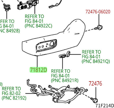 2022-2025 Toyota 2022-2024 Toyota - Recline Cover 71812-0C242-C0 ...