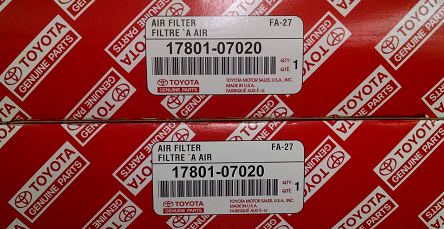 17801-07020-2 - 2 Pack of Genuine Toyota Air Filters | Toyota Parts ...